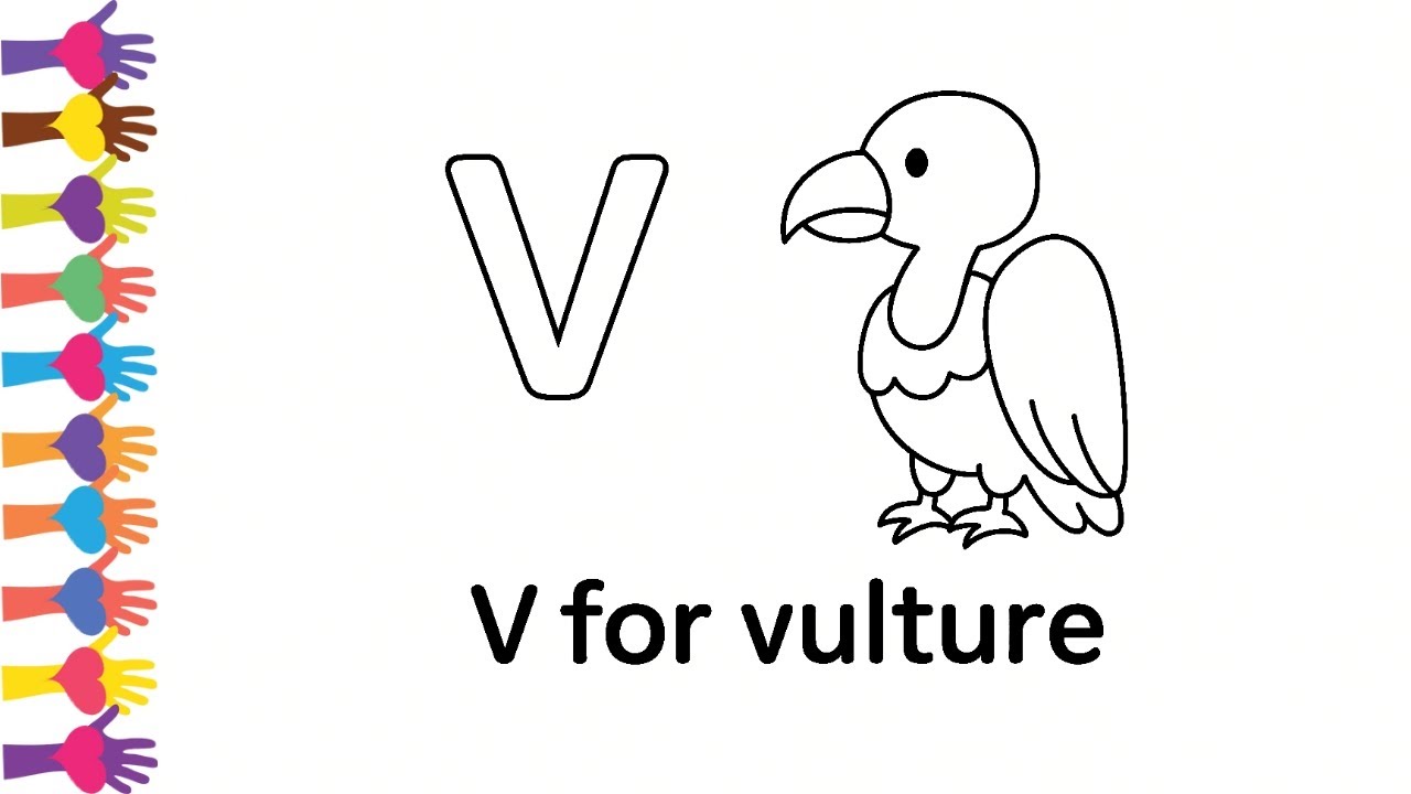 v for vulture | uppercase alphabet tracing and coloring pages for ...