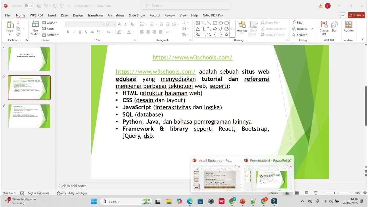 Praktek Bootstrap dengan Tutorial w3schools (Desain dan Pemrograman Web) - YouTube