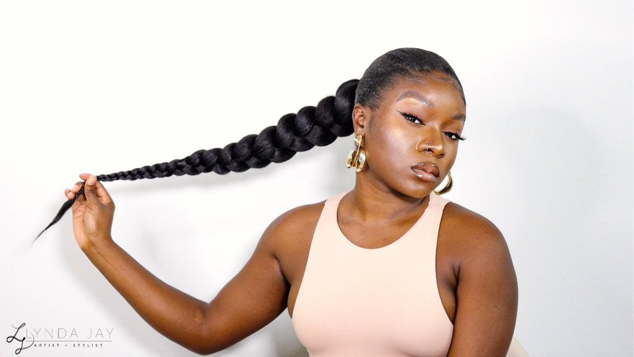 JUMBO BRAID PONYTAIL TUTORIAL | NO GEL | HOW TO QUICK & EASY PROTECTIVE ...