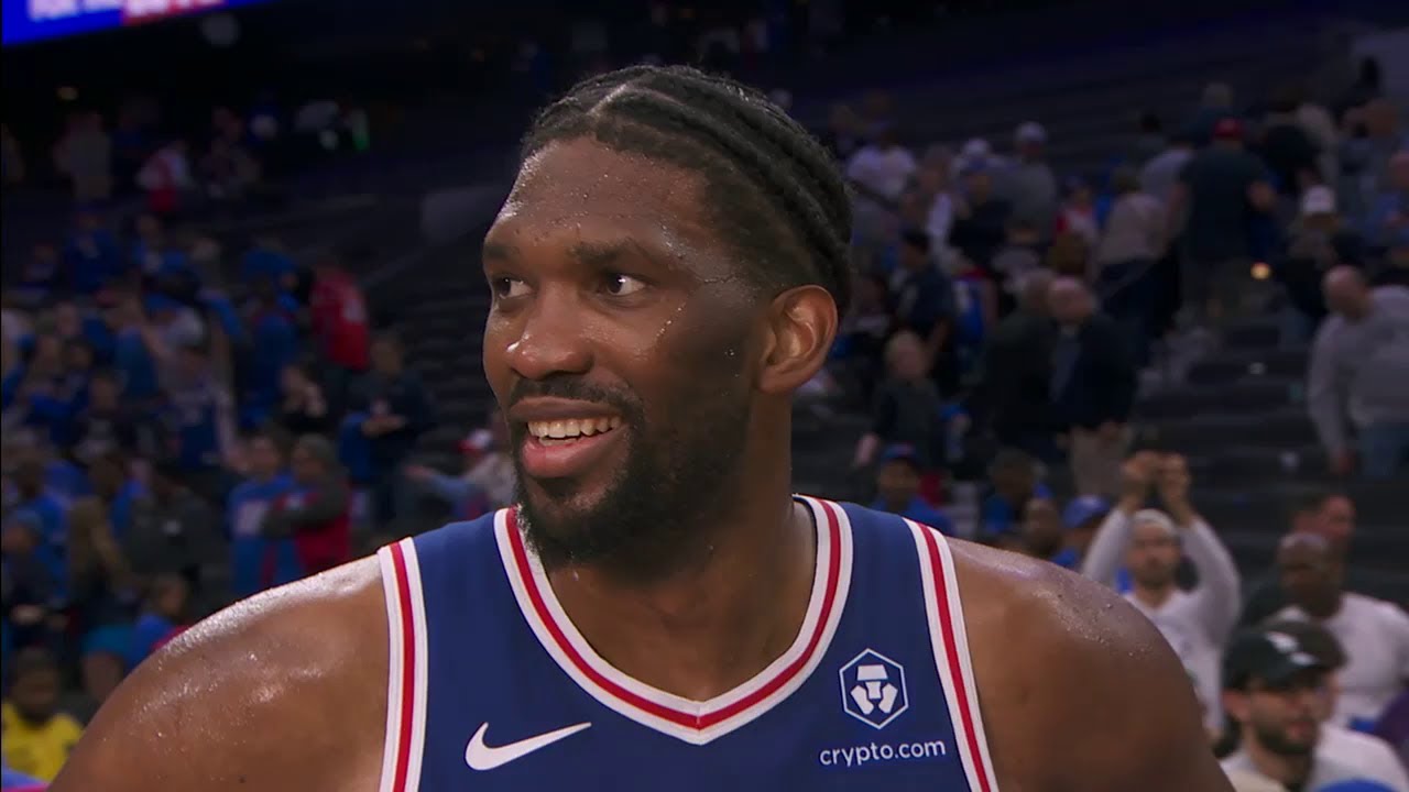 Joel Embiid & Nic Batum talk advancing to Playoffs & Win vs Heat ...