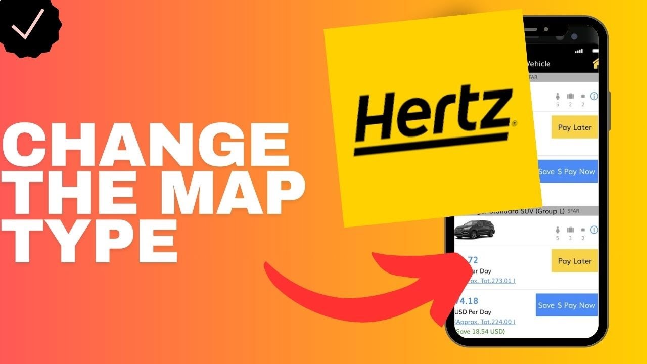 How to change the map type in the Hertz app? - YouTube