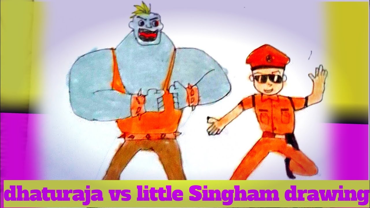 how to draw a dhaturaja vs little Singham drawing easy step-by-step ...