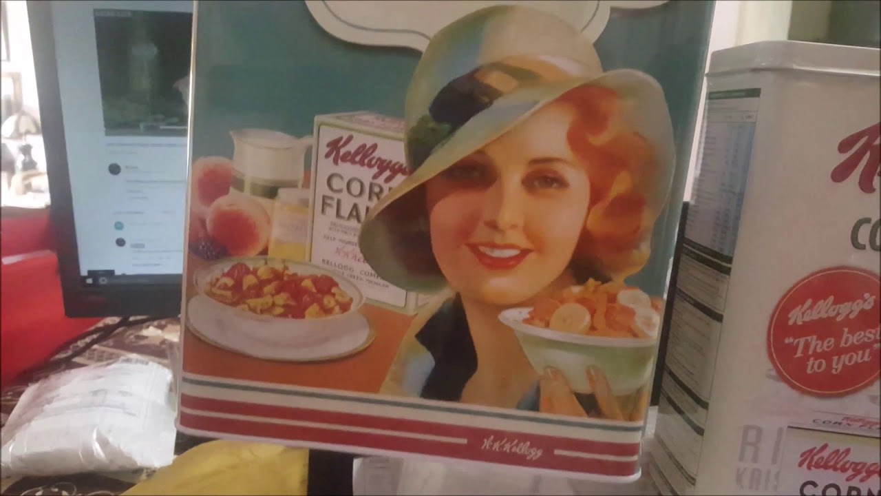 KELLOGG'S CORNFLAKES VINTAGE RETRO TIN SET UP FOR GRABS! - YouTube