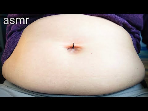 ASMR - Bloated Belly Growls for FOOD! Navel Piercing