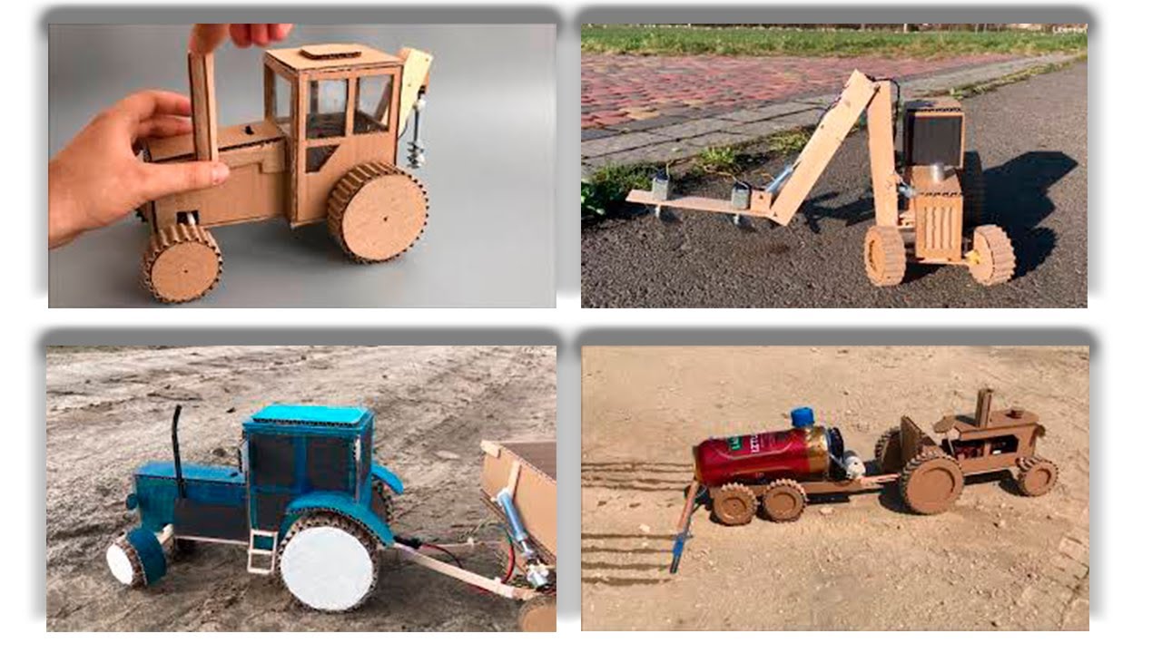 TOP 4 Cardboard Tractors MTZ with their own hands - YouTube