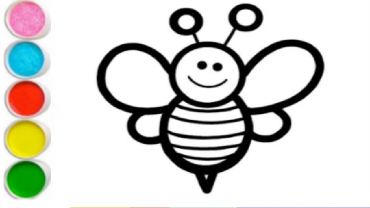 Honey bee 🐝 Drawing, Painting and Coloring for kids and toddlers | Draw ...
