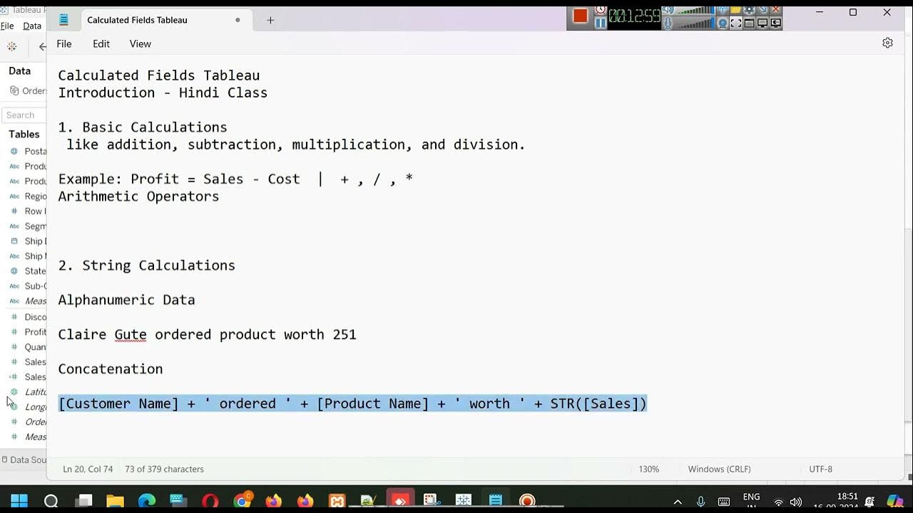 Calculated Fields Basic Fields, String Concatenation fields - Hindi Class - YouTube
