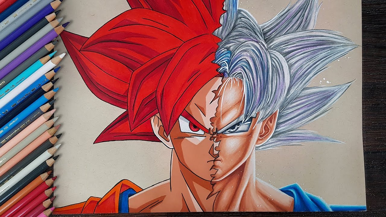 Coloring Flat Vs Semi Realistic | Goku Super Saiyan God and Mastered ...