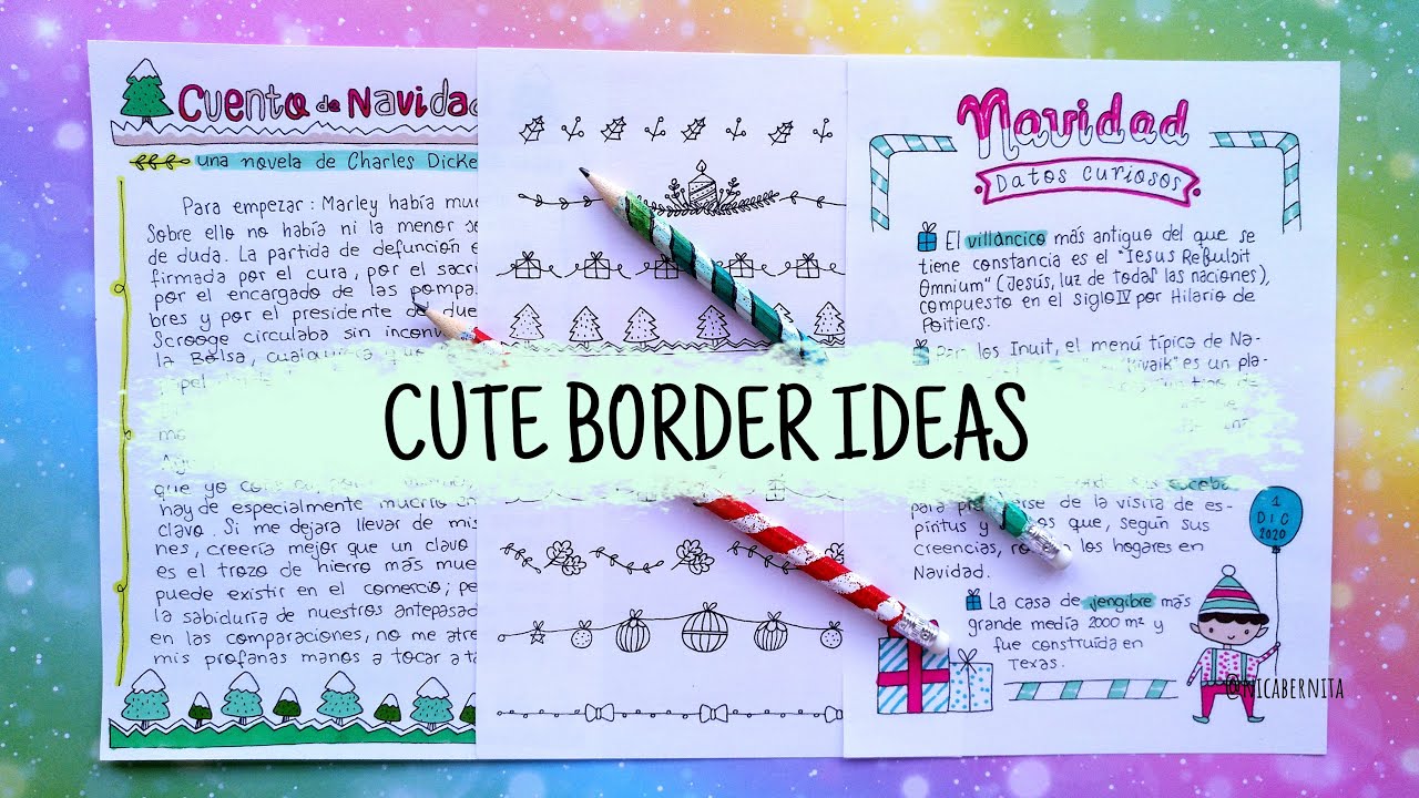 CUTE BORDER DESIGN ON PAPER WINTER DOODLES 💖 EASY DESIGN FOR PROJECT ...