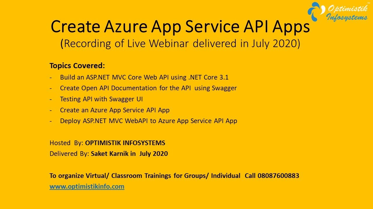Create Azure API App Service API Apps -Recording of Live Webinar - YouTube