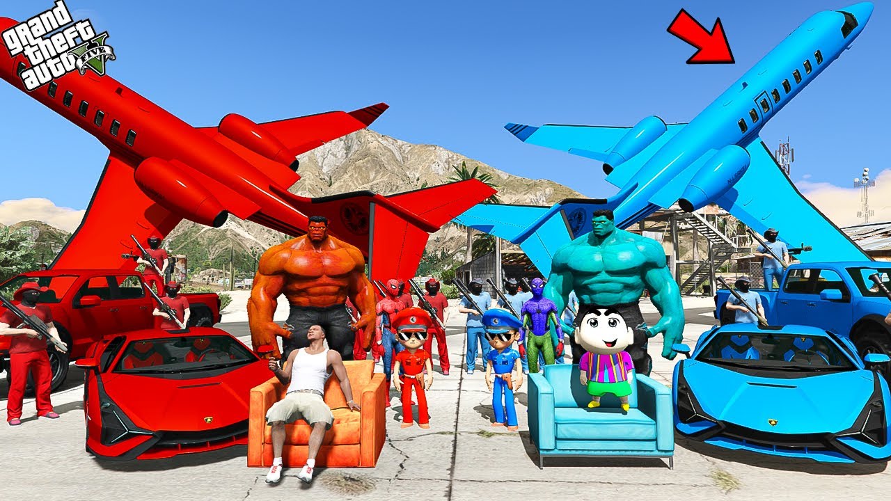 GTA 5 : Shinchan Blue Gang vs Franklin Red Gang in GTA 5 - YouTube