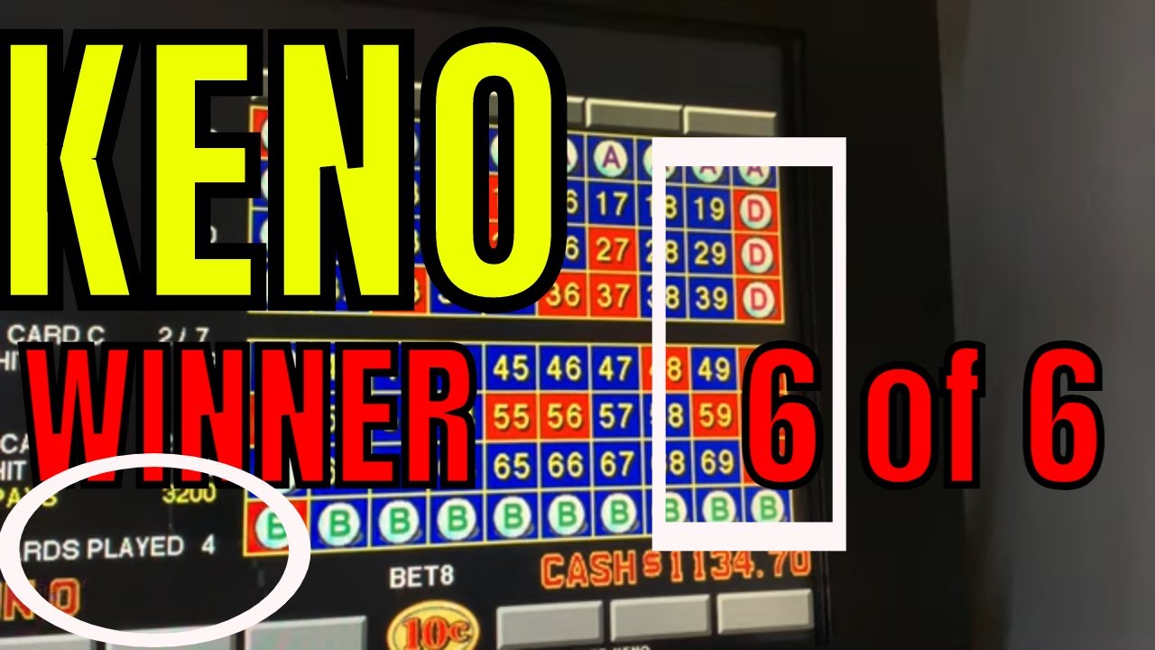 ** 6 of 6 Winner ** 1 hour of 4 CARD Keno * White Noise * 10 cent Denom ...