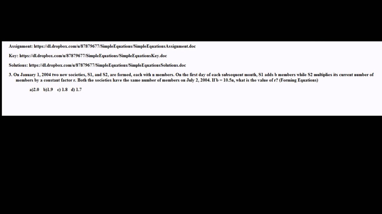 CAT Prep - Simple Equations - Forming Equations - YouTube