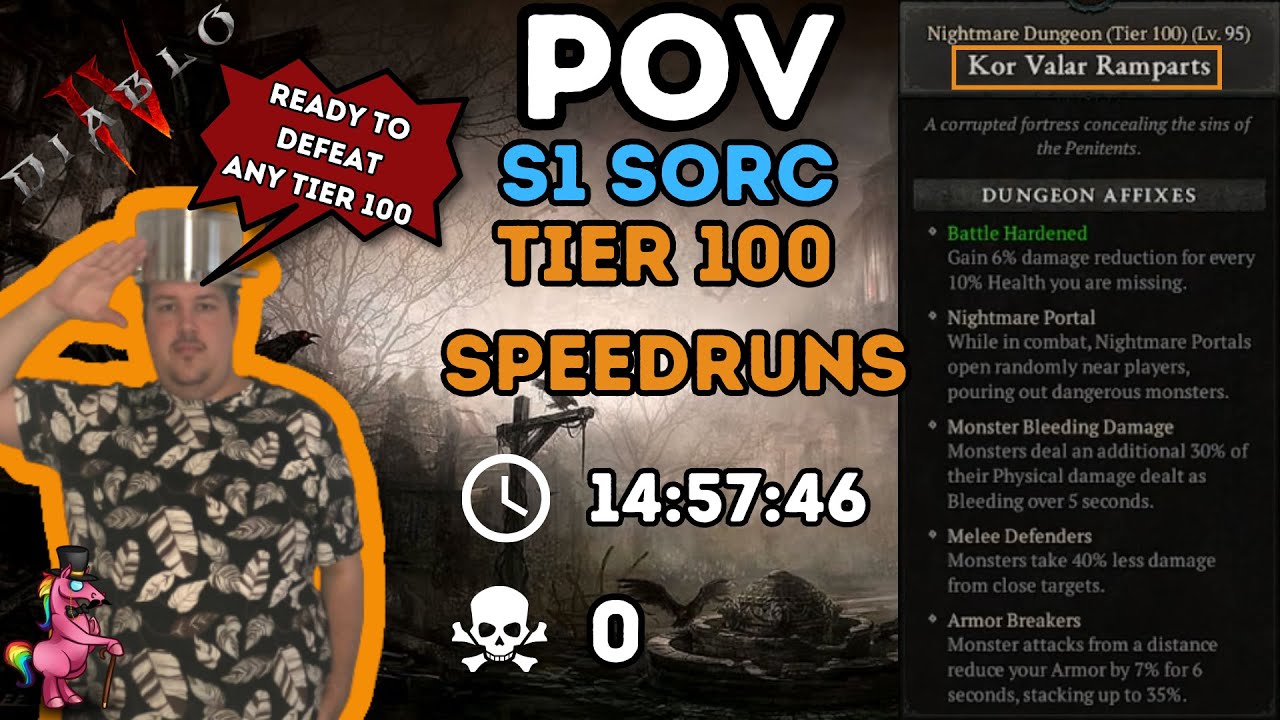 Diablo 4 Nightmare Dungeon Tier 100 Speedrun: Kor Valar Sorc Season 1 ...