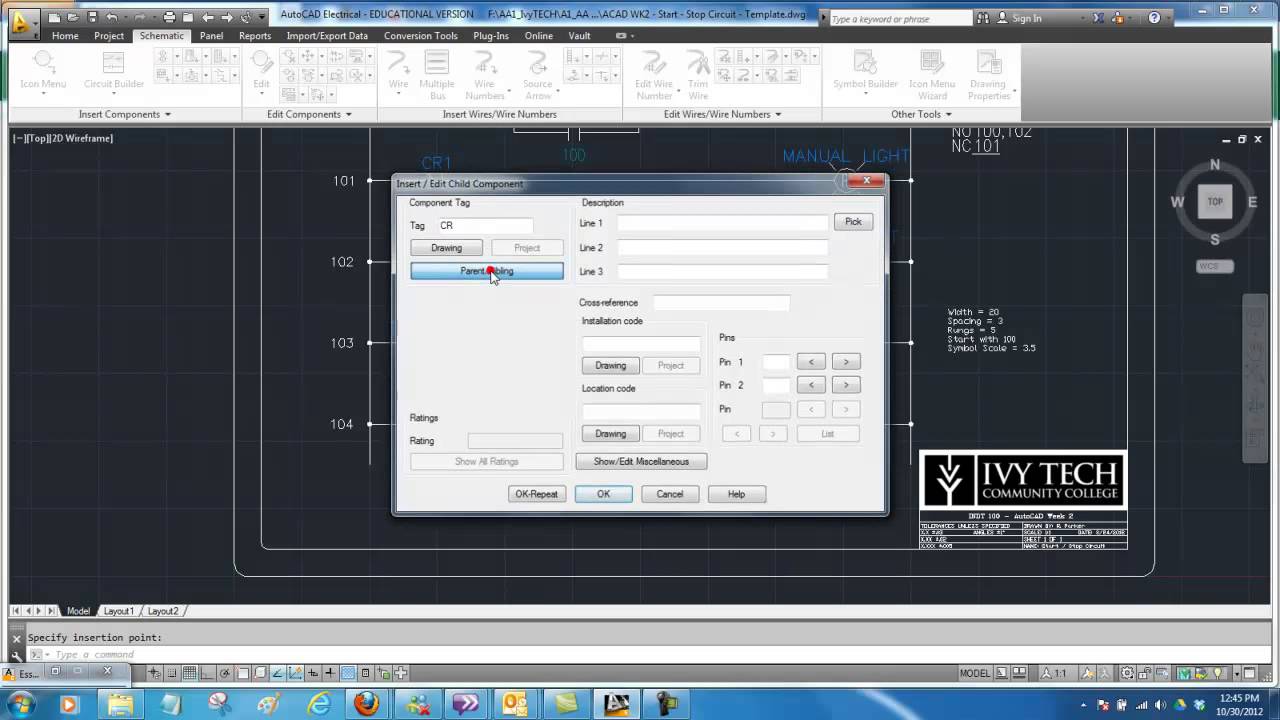 Ivy Tech Northeast - Schematics - AutoCAD - Electrical - Start - Stop ...