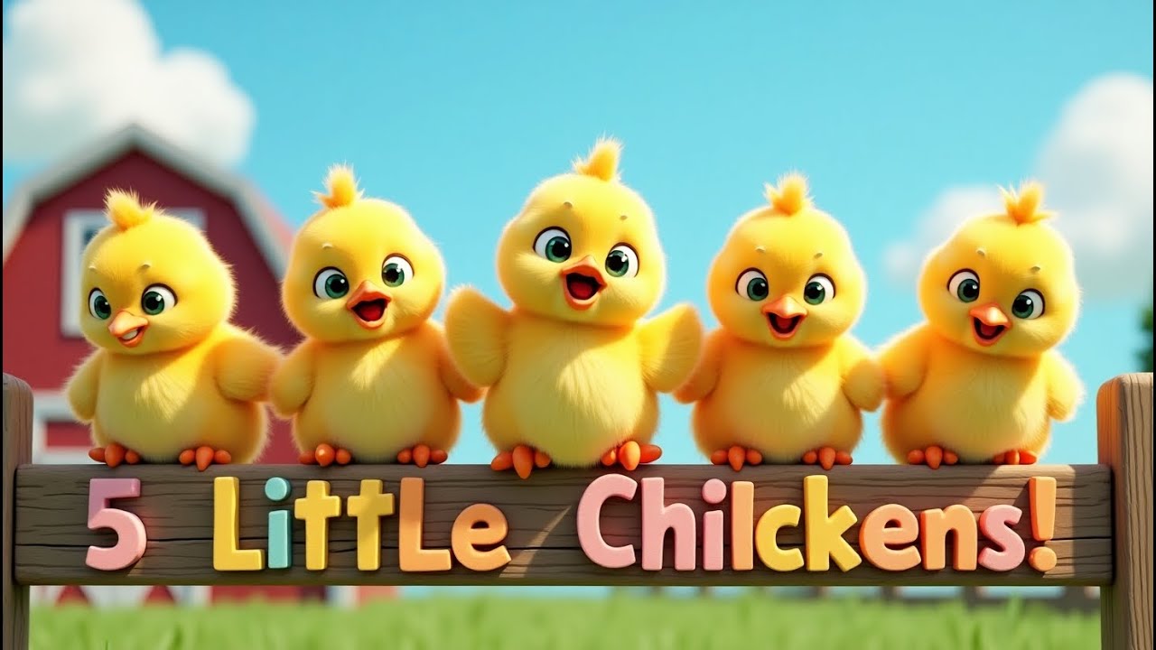Five Little Chickens on the Fence 🐥 Cute Counting Song for Kids 3D Baby ...