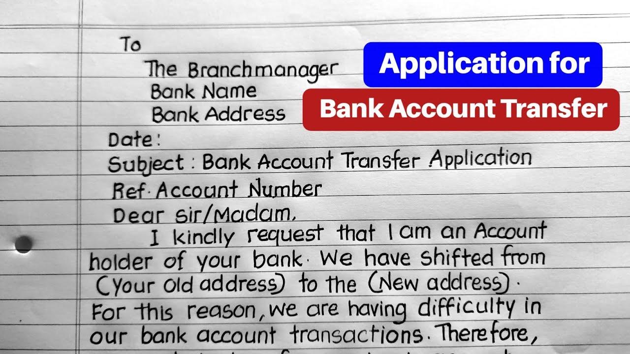 Application to the Bank Manager for Transfer Bank Account |Bank Account ...