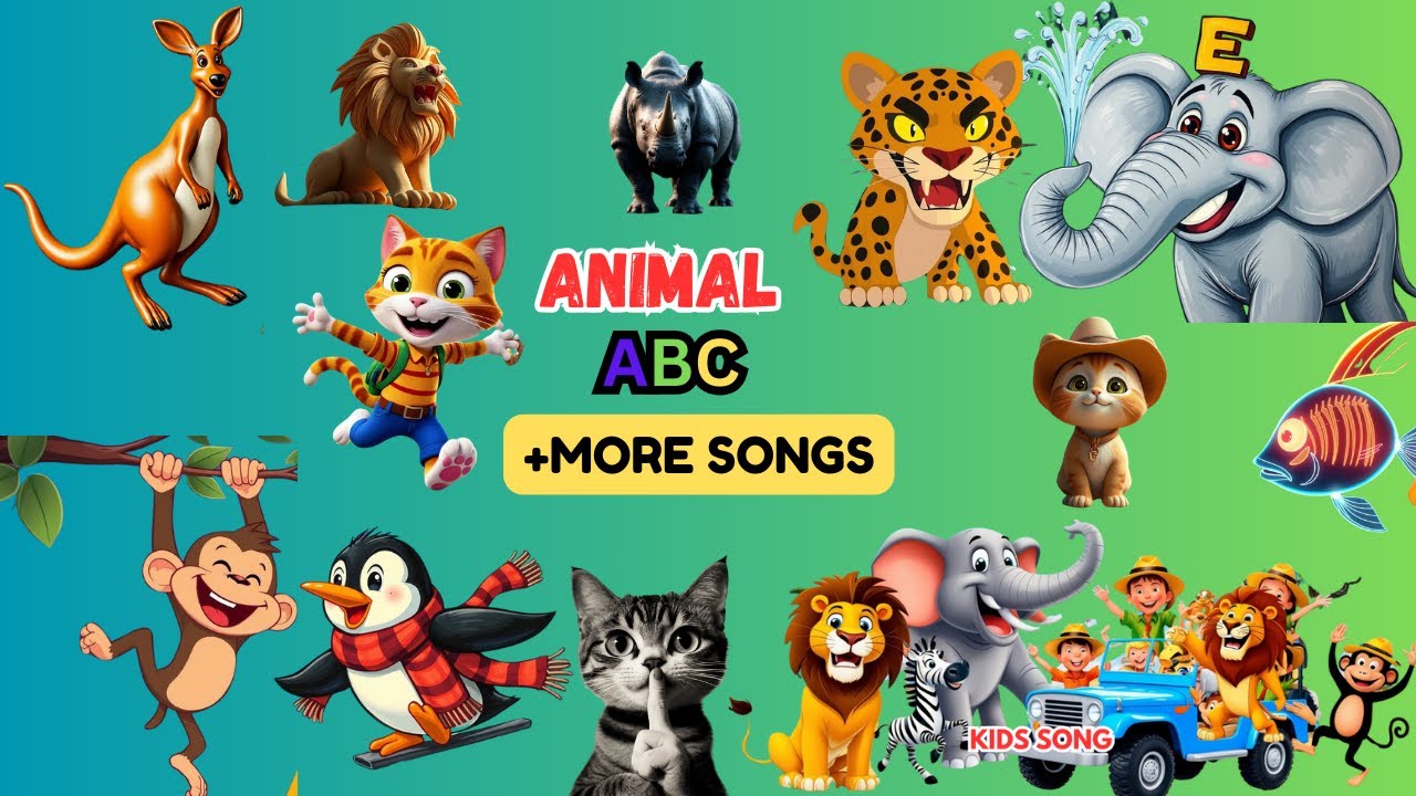 ABC +MORE Animal Songs Safari Mix | Cat Adventures, Jungle Sounds, Farm ...