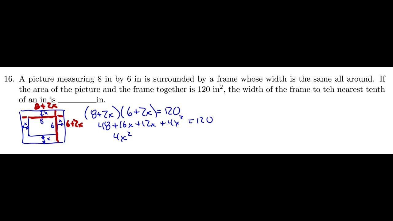Finding the width of a frame given the picture dimensions and overall ...
