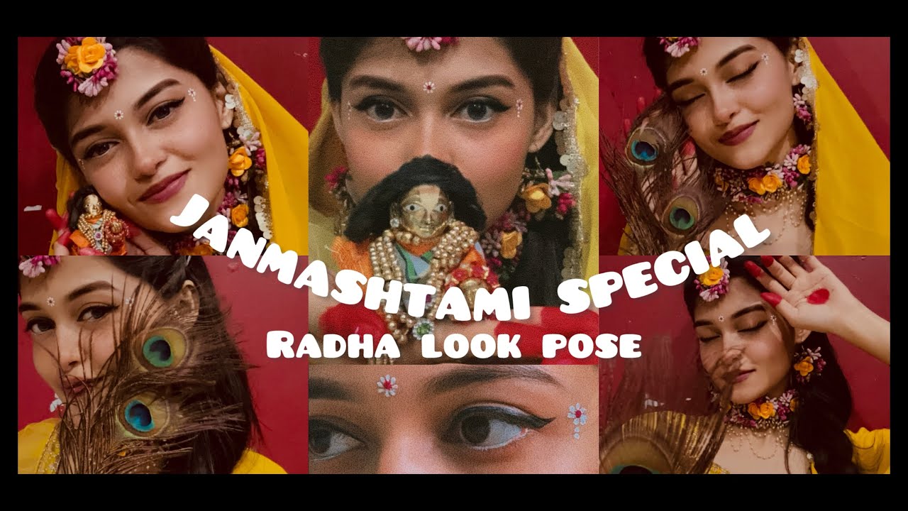 Radha look photoshoot poses ️|| Janmashtami special || Radha rani poses ...