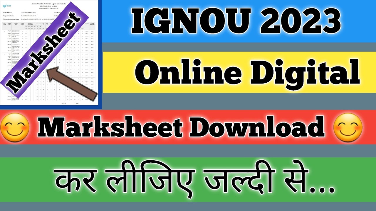 IGNOU Online Marksheet Download kaise Hogi How to download ignou online ...