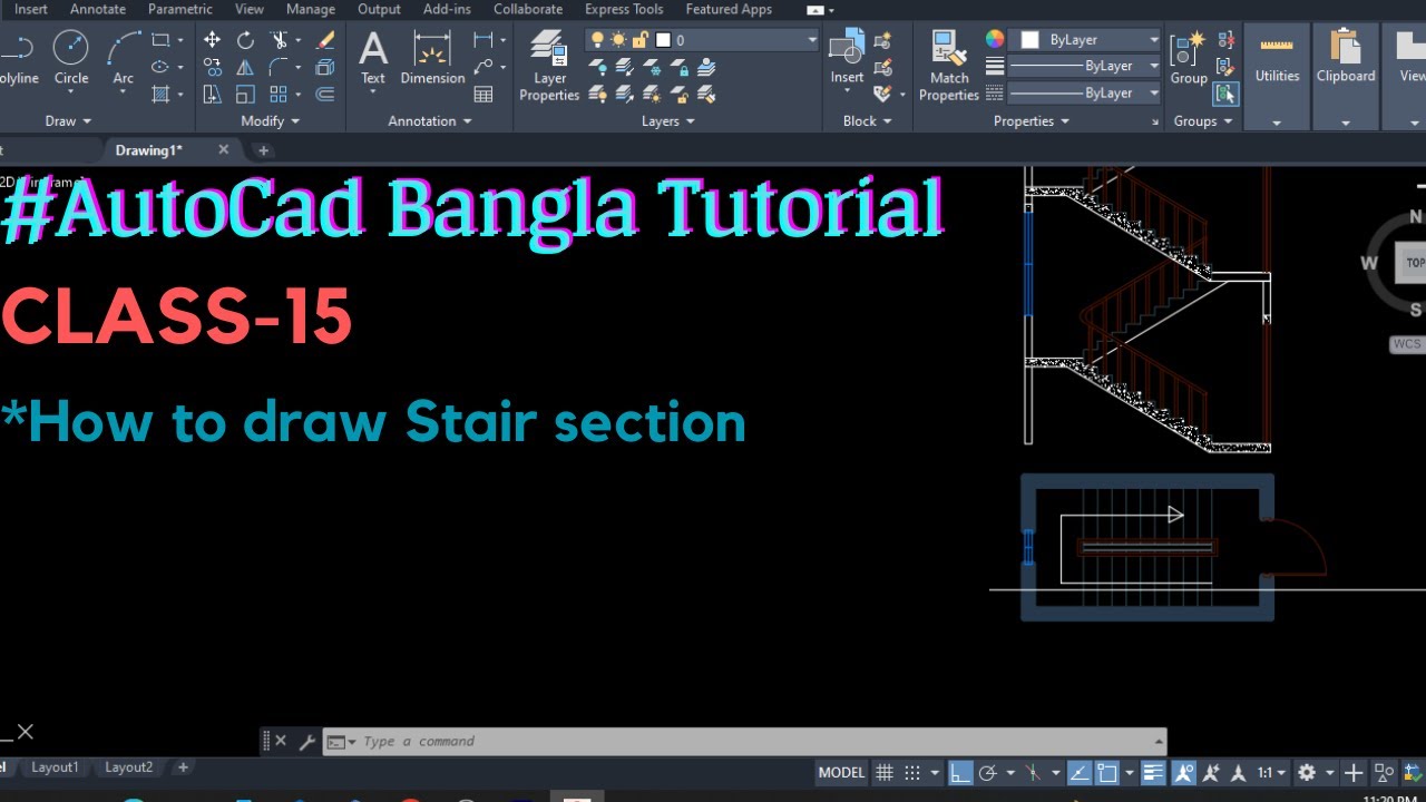 How to make stair section | AutoCad | - YouTube