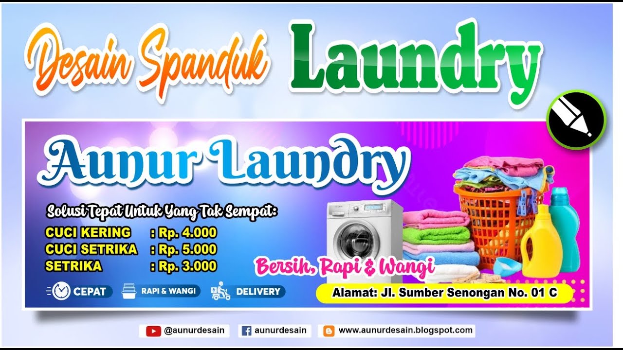 Desain Spanduk Laundry Warna Purple - Free CDR - YouTube