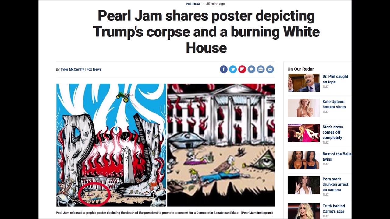 Pearl Jam shares a poster with Trump's Corpse and a Burning White House ...