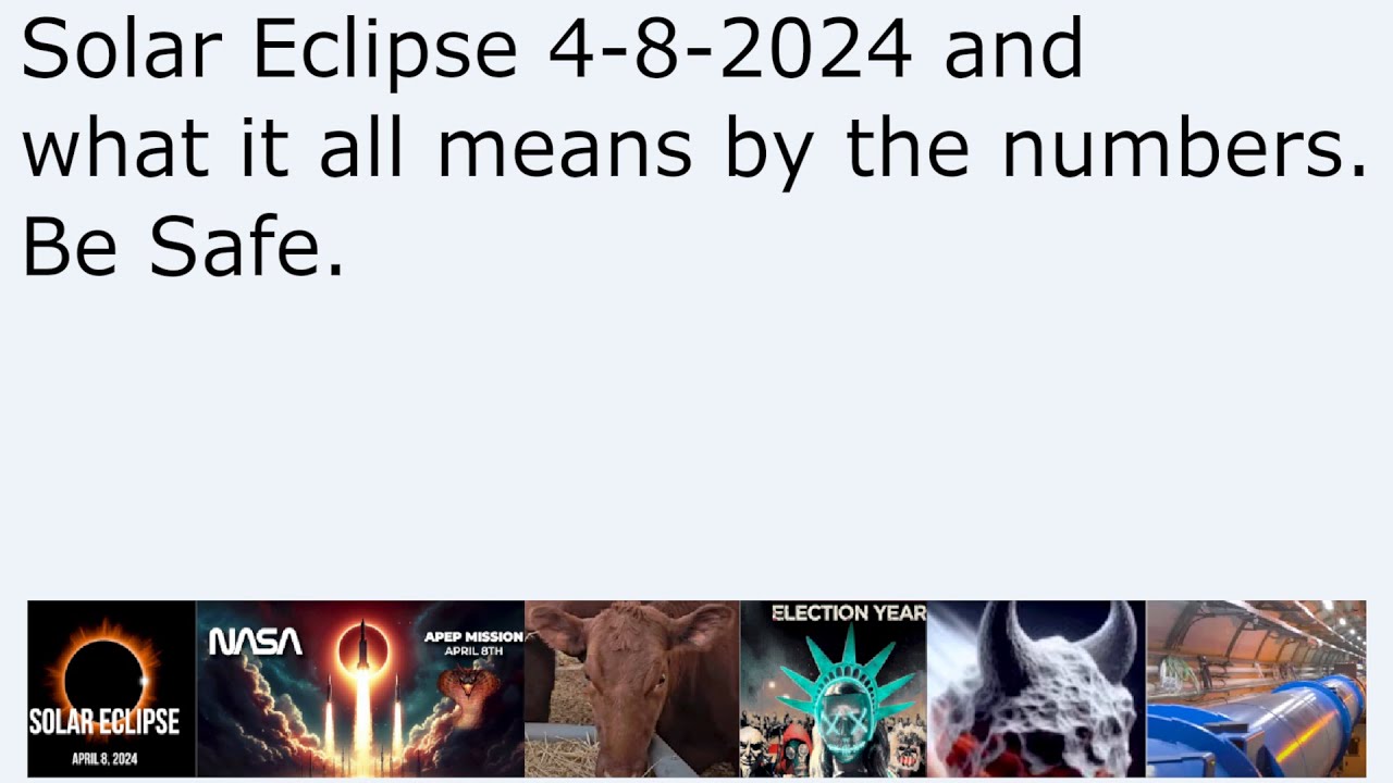 Solar Eclipse 4-8-2024 and what it all means by the numbers. Be Safe ...