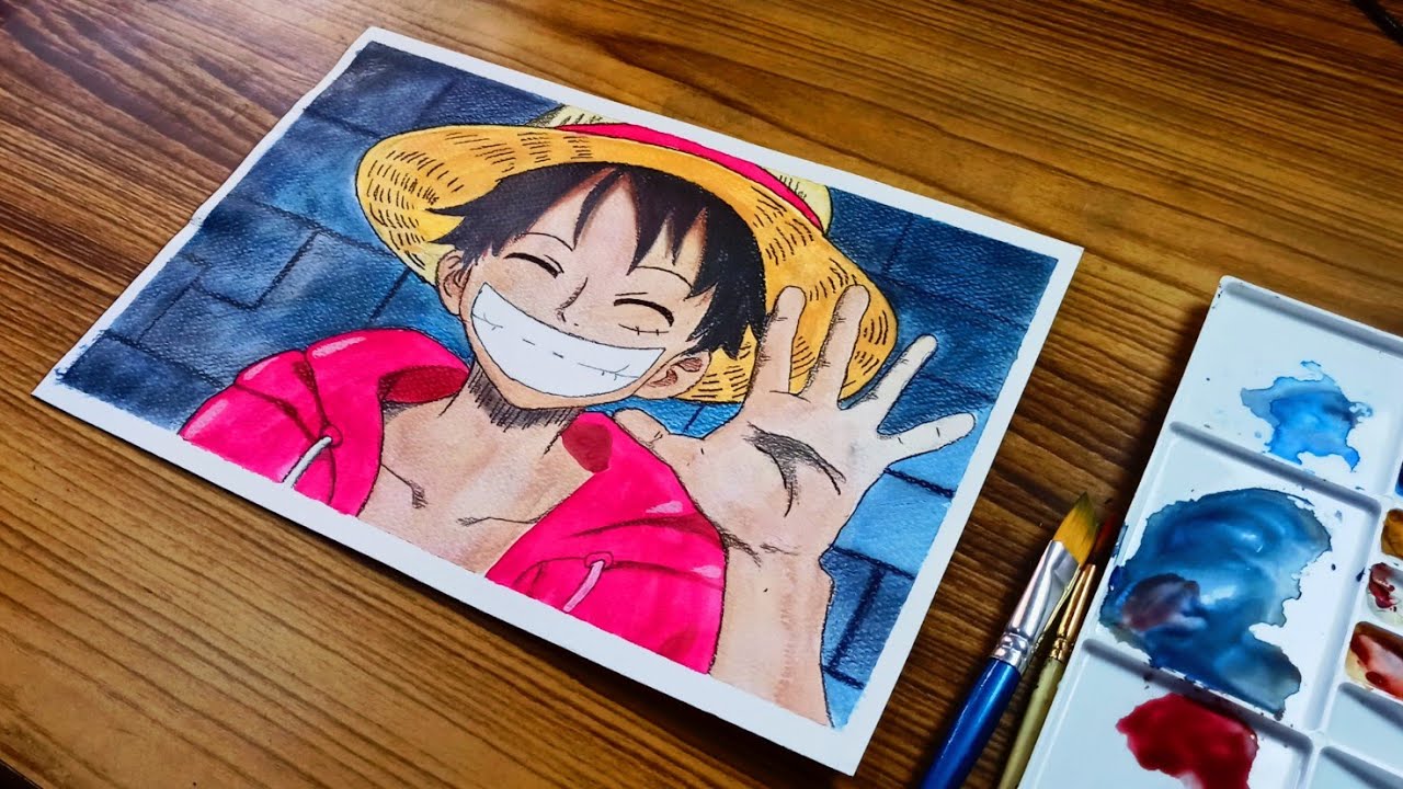 Drawing Monkey D. Luffy | One Piece | Watercolor painting ...