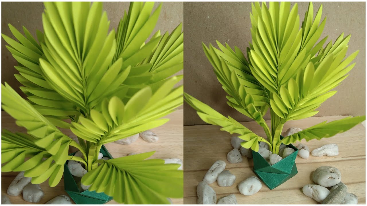 BEAUTIFUL PAPER PALM LEAVES EASY HOME DECORATION MAKING AT HOME DIY beautiful-paper-palm-leaves-easy-home-decoration-making-at-home-diy