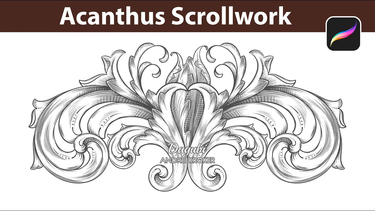 How I Draw an Acanthus Scrollwork - Digital Painting from Sketch to Final in Procreate - YouTube