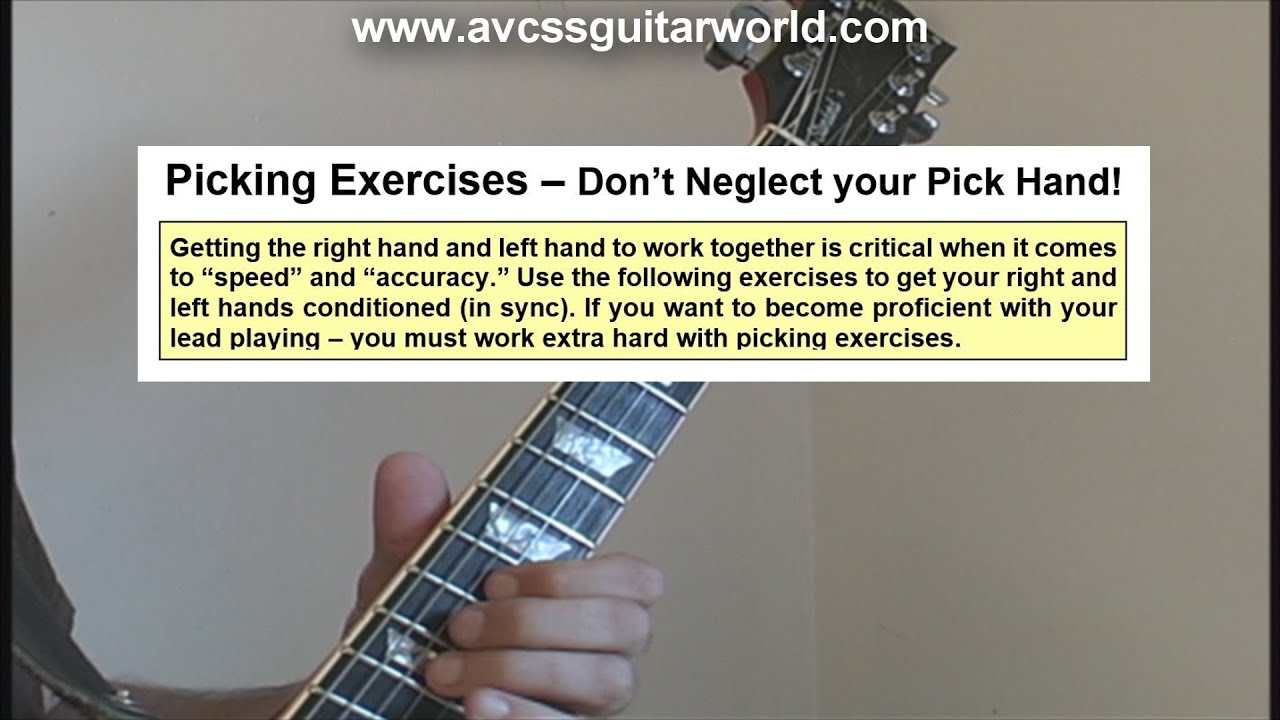 Lead Guitar Lessons, Basic Picking Exercise Using the Minor Pent Scale ...