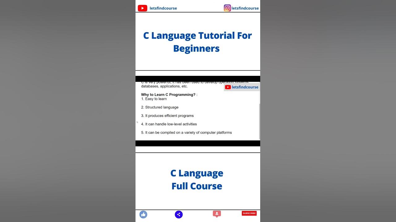 Introduction To C Programming Language C Language Basics Cprogramming Youtube