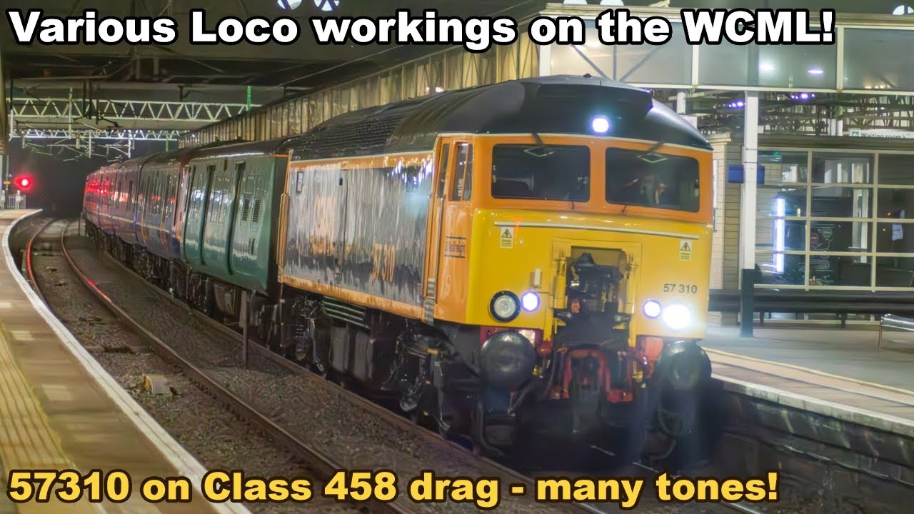 Various loco workings on the WCML! - 57310 on a drag - 37601 light loco ...