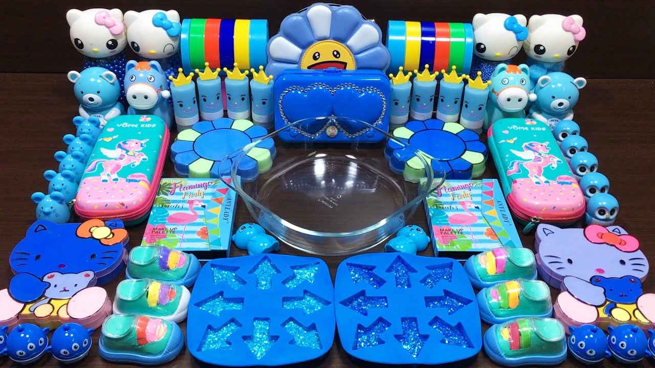 Blue Slime | Mixing Random Things into Clear Slime | Satisfying Videos ...