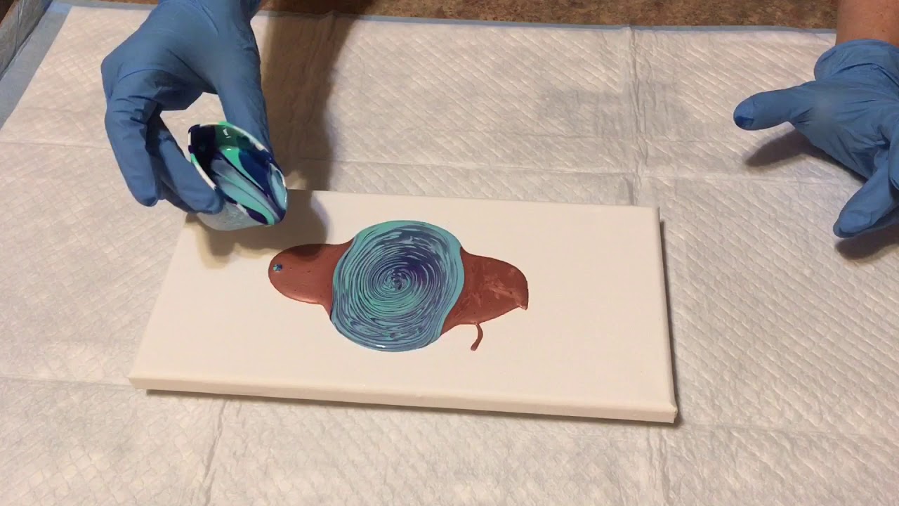 #21 3 ring pours on puddle of extreme sheen copper - YouTube