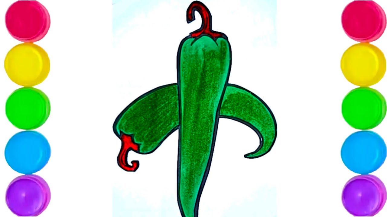 How to Draw and Colour Gree Chillies || Step by step Drawing and ...