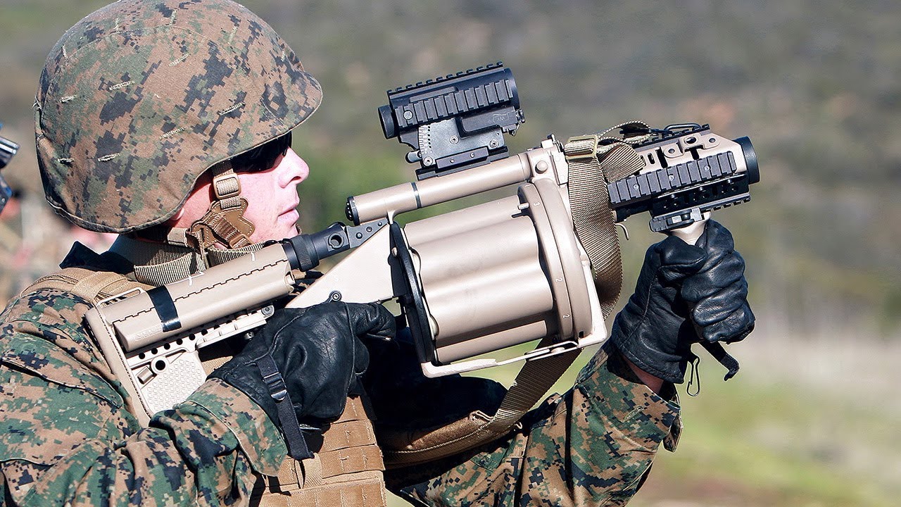 Marines Practicing the M32A1 M203 Granade Launchers - YouTube