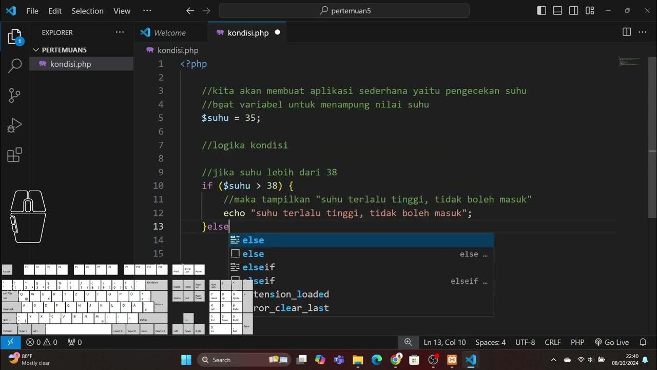 Tutorial membuat aplikasi sederhana menggunakan kondisional PHP | If-Else - YouTube