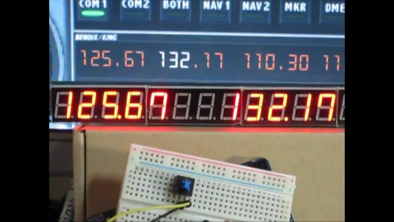 FS2004 Cessna172SP Com1 Display TM1640 (Arduino,Link2fs) - YouTube