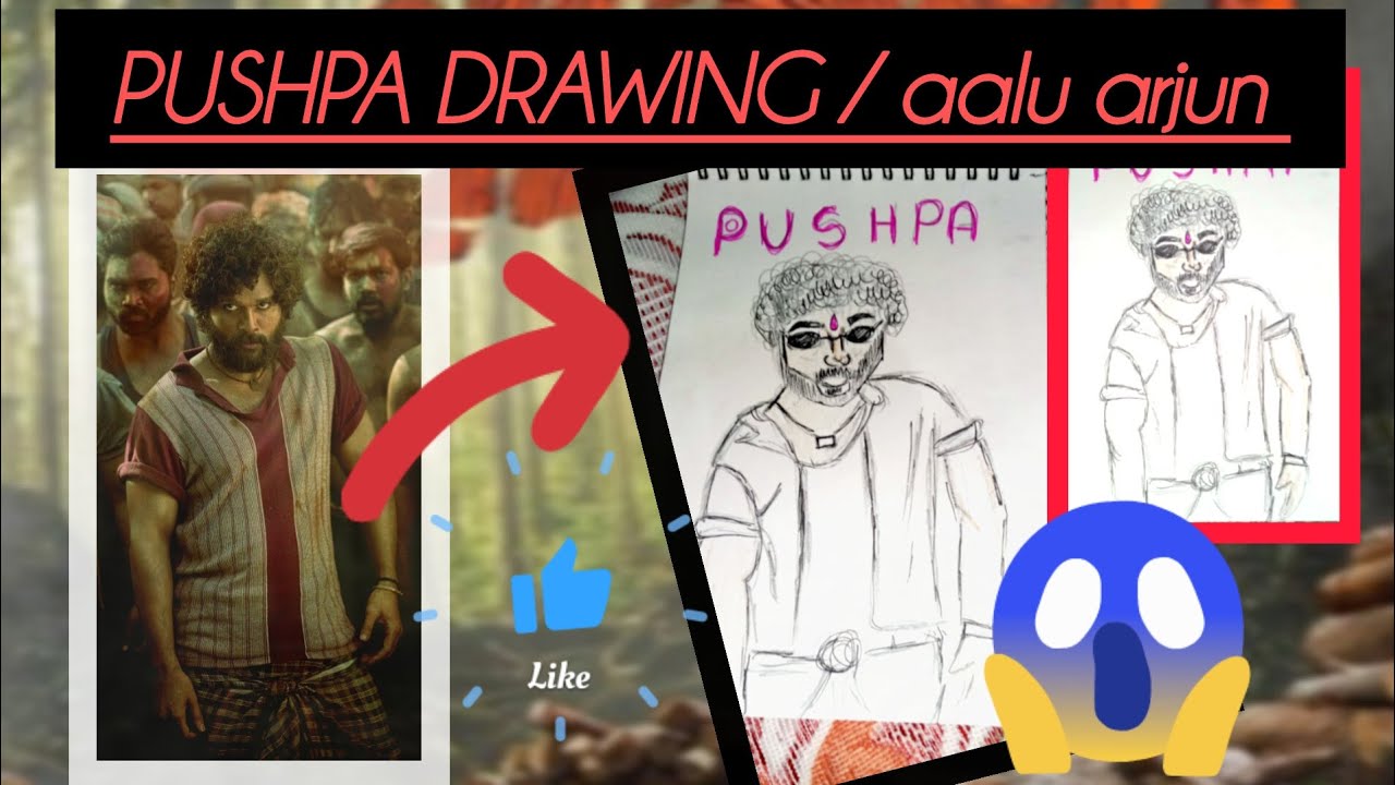 Pushpa drawing ||ALLU ARJUN DRAWING || EASY AND SIMPLE || #drawing # ...