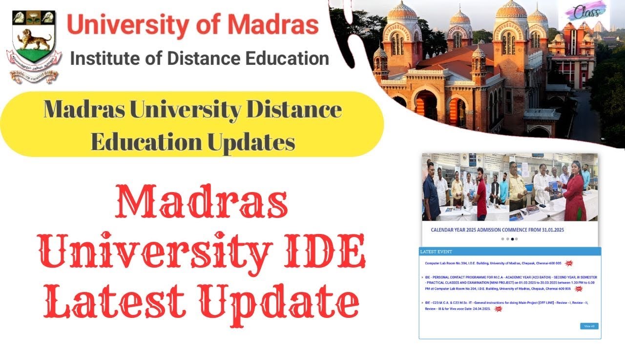 Madras University IDE Latest Update | Distance Education Update ...