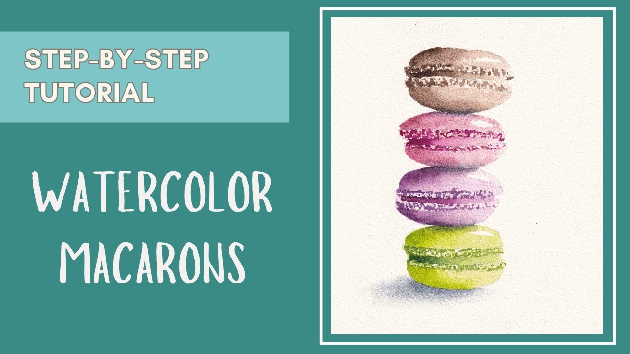 Macarons – Step-by-step watercolor tutorial for beginners - YouTube