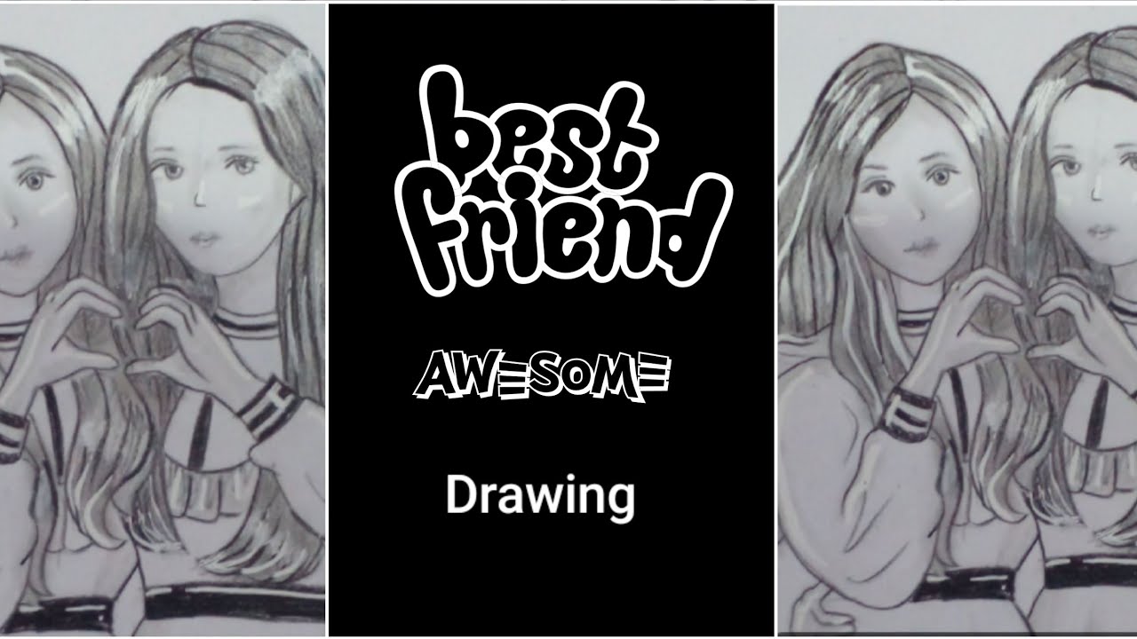 How to draw best friends drawing || step by step || tutorial || for ...