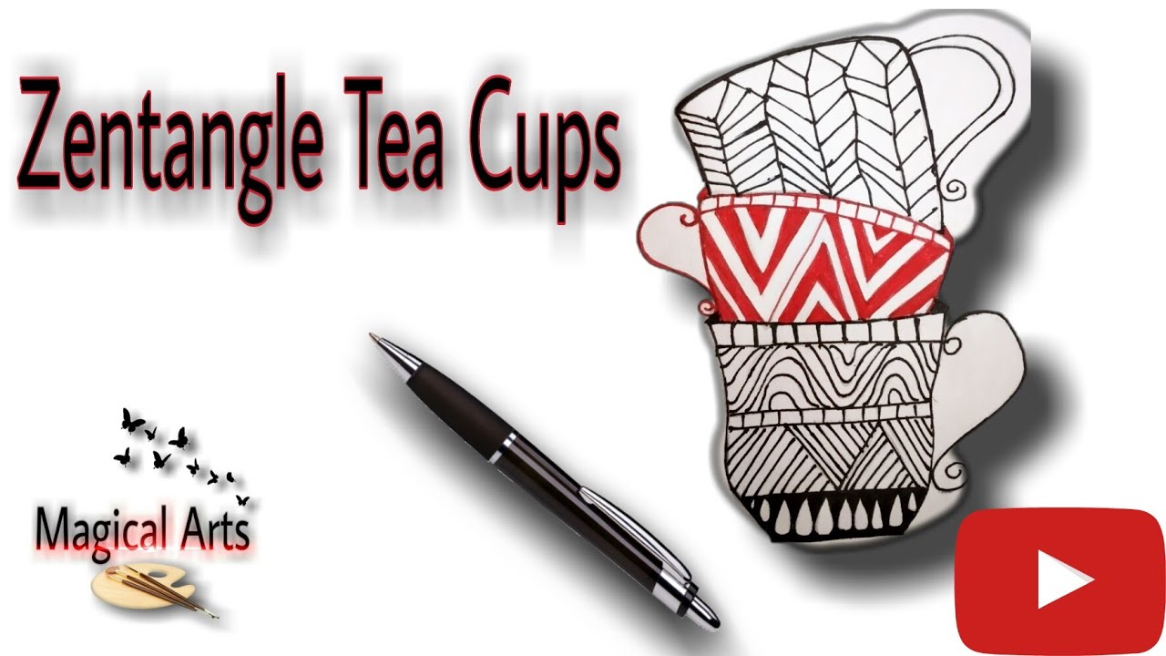How to Draw a Simple Zentangle Tea Cups|For Beginners |Step by step ...