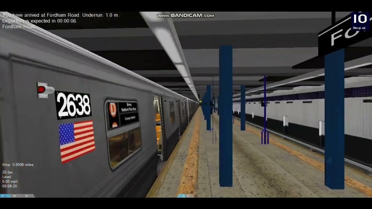 OpenBVE: IND Concourse Line: R68 (D) Express Train @ Fordham Road - YouTube