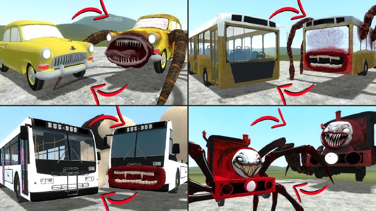 EVERYTHING TURNED INTO MONSTERS: HOUSE HEAD, CAR EATER, BUS EATER VS ...