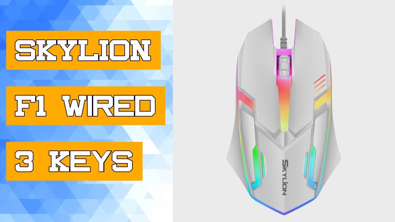SKYLION F1 Wired 3 Keys Mouse Colorful Lighting Gaming and Office ...