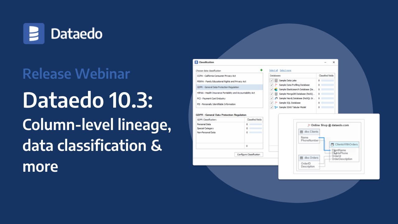 Dataedo 10.3: Column-level lineage, redesigned data classification ...